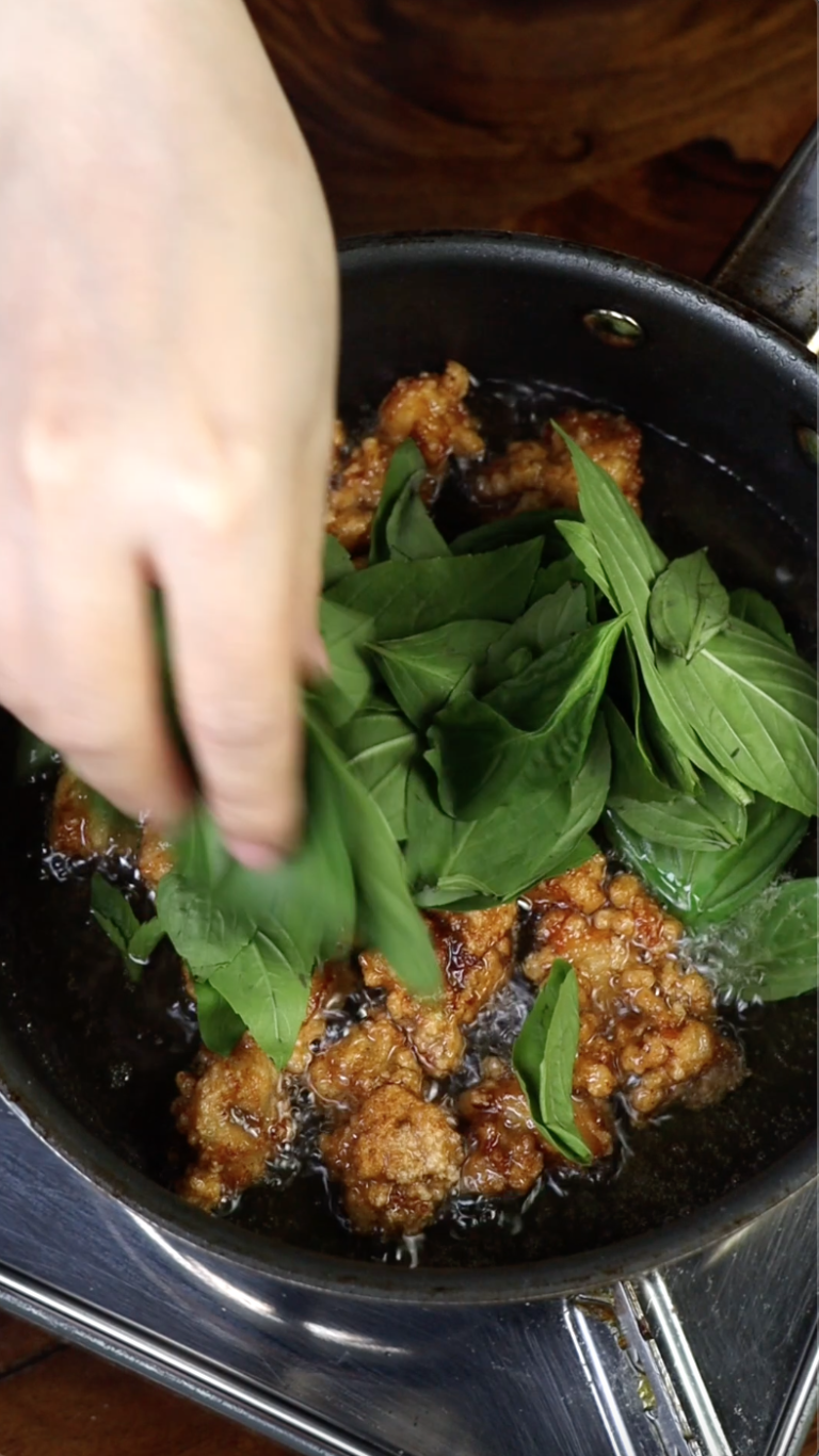 Super Crispy Basil Popcorn Chicken - Another Food Lover